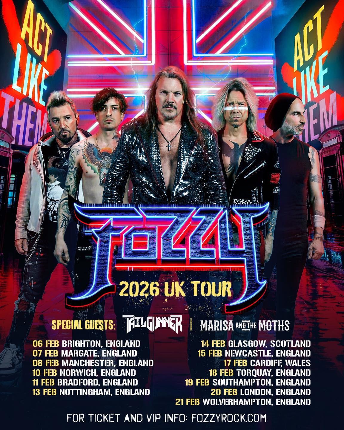 Fozzy Announce Upcoming UK Tour For 2026 - Rock Sins